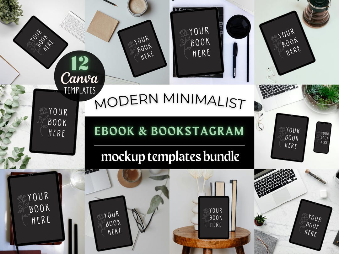 12 Minimalist Aesthetic Ebook Mockups, Simple iPad Flat Lays, Canva ...