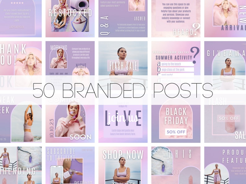 Lilac Sunset Luxury Business Brand Kit | 100 Posts + Stories | Lavender ...