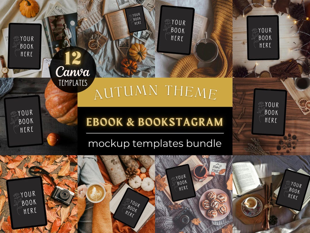 12 Autumn Theme Ebook Mockup Templates, Cozy Fall Mockups, Canva ...