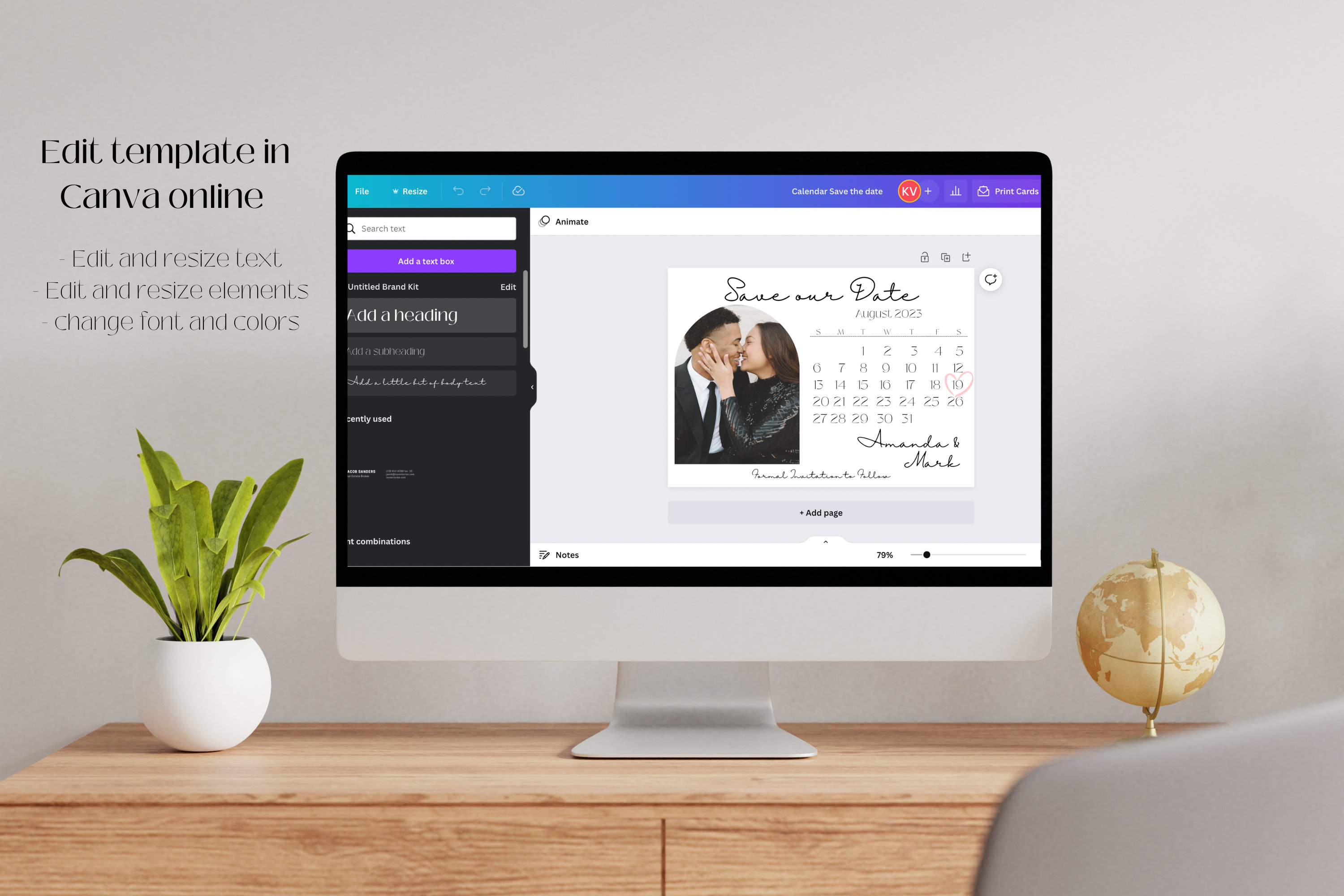 Printable Calendar Save the Date Digital Download Canva Template - Etsy