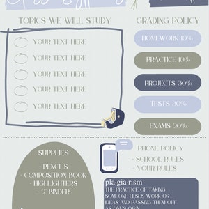 Printable Syllabus CANVA Template Digital Download Middle / High School ...