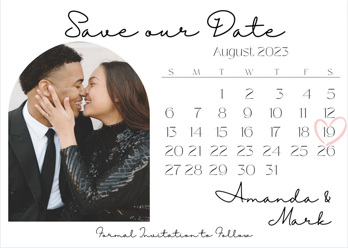 Printable Calendar Save the Date Digital Download Canva Template - Etsy