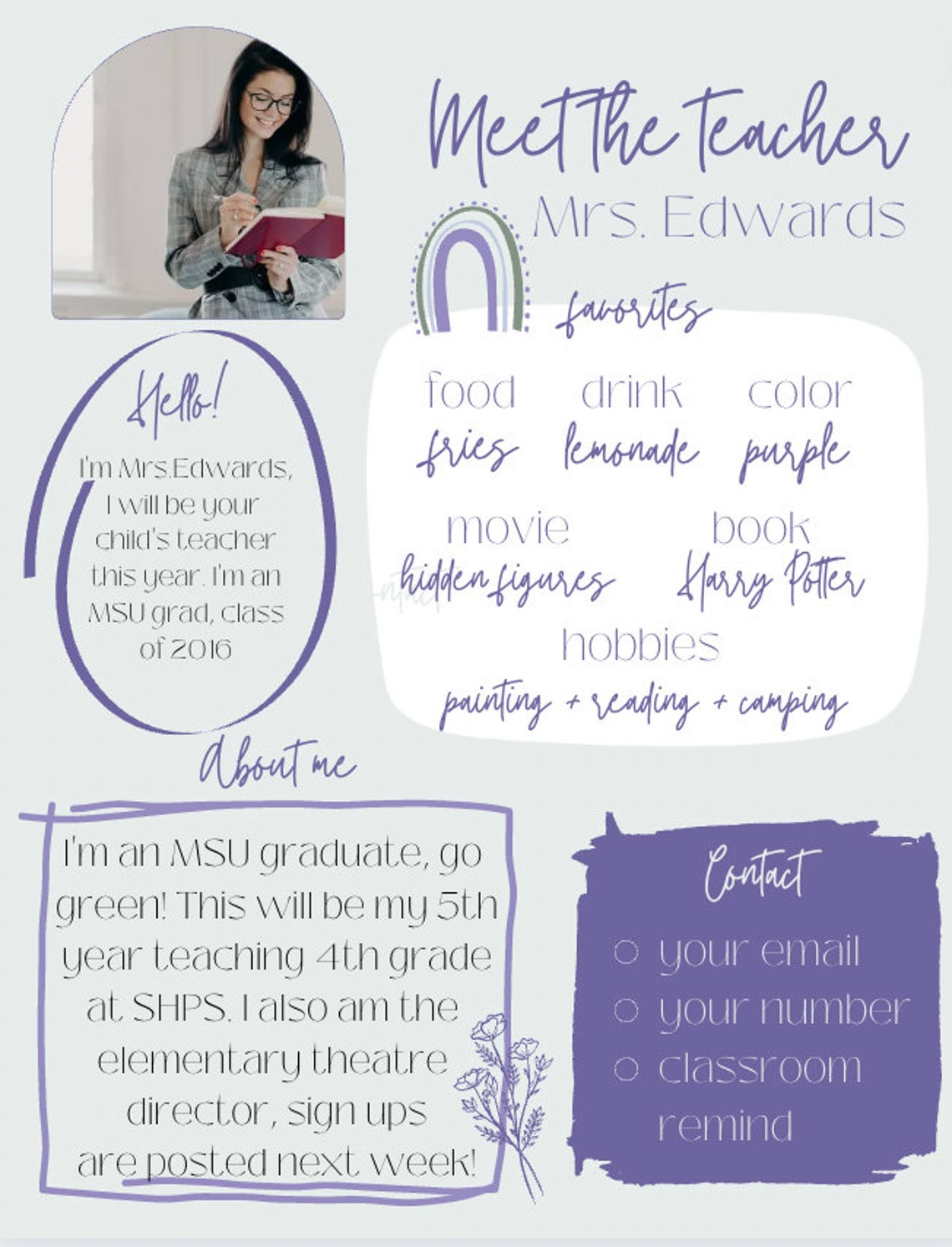 Meet the Teacher Printable Canva Template Customizable Digital - Etsy