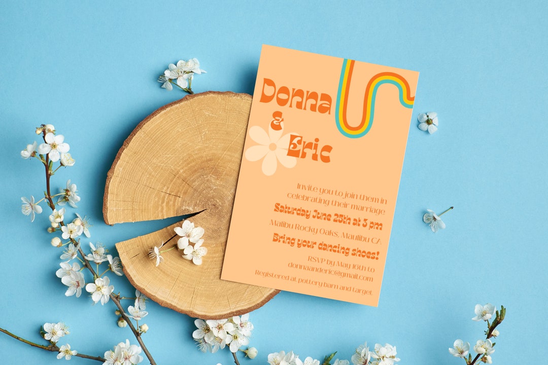 DONNA 70s Wedding Invitation Customizable Digital Printable Canva ...