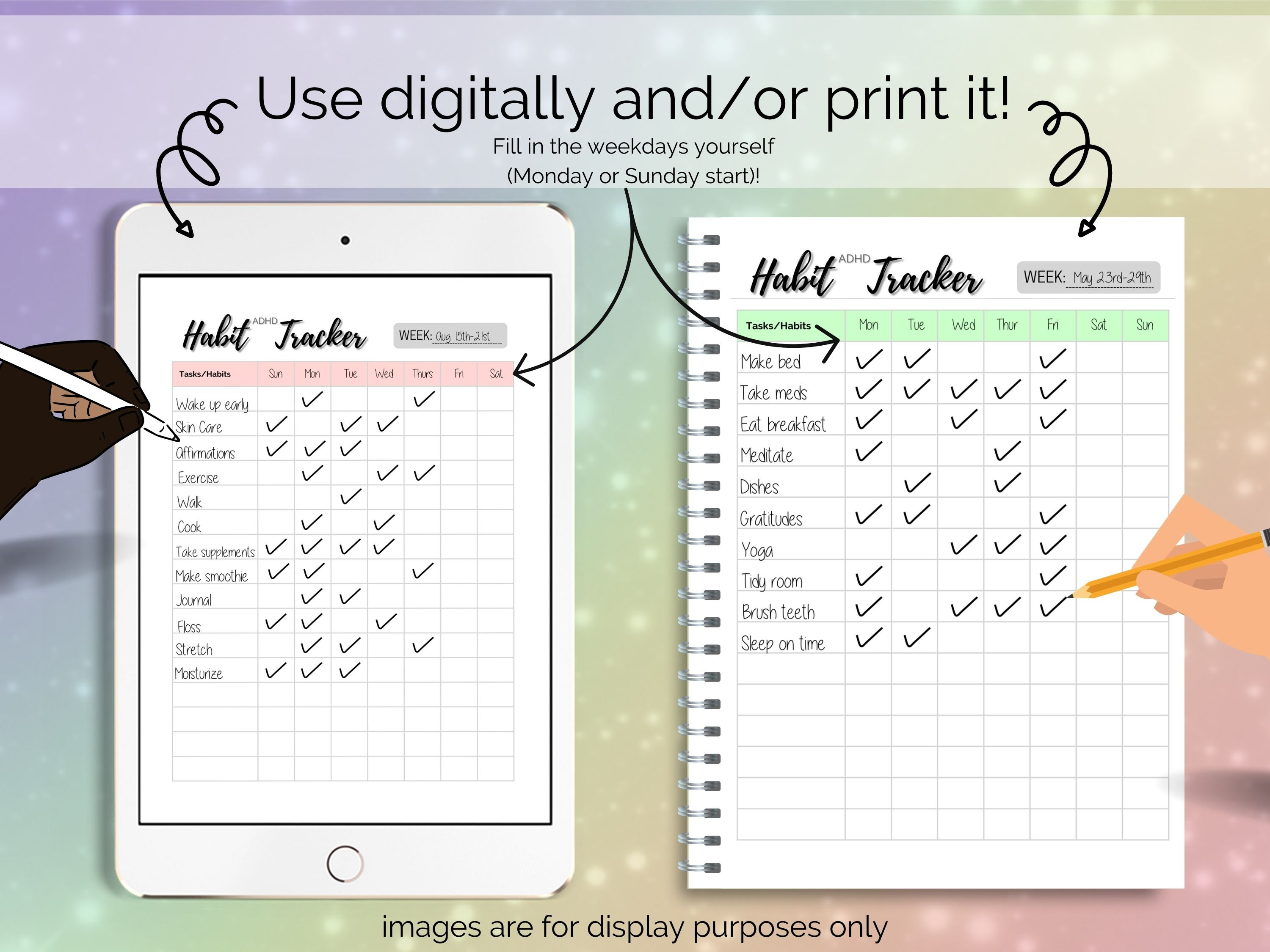 Habit Tracker Printable Initiative Tracker ADHD Planner Habit Tracker ...