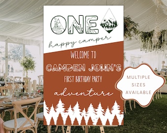 One Happy Camper Editable Template 1st Birthday Party Invitation First ...