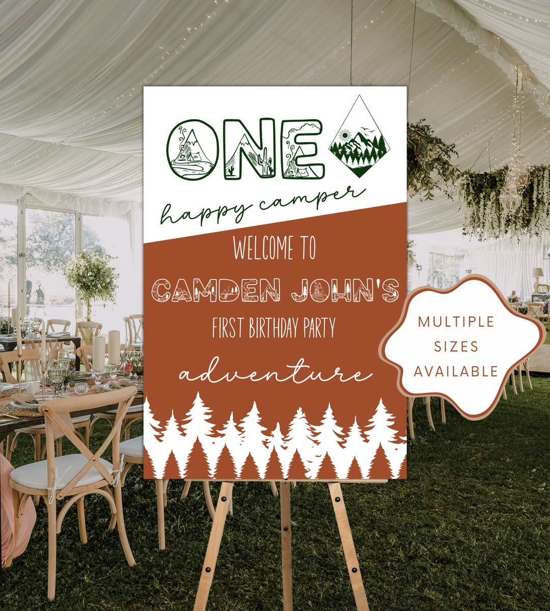 One Happy Camper Editable Poster Sign Template | 1st Birthday Party ...