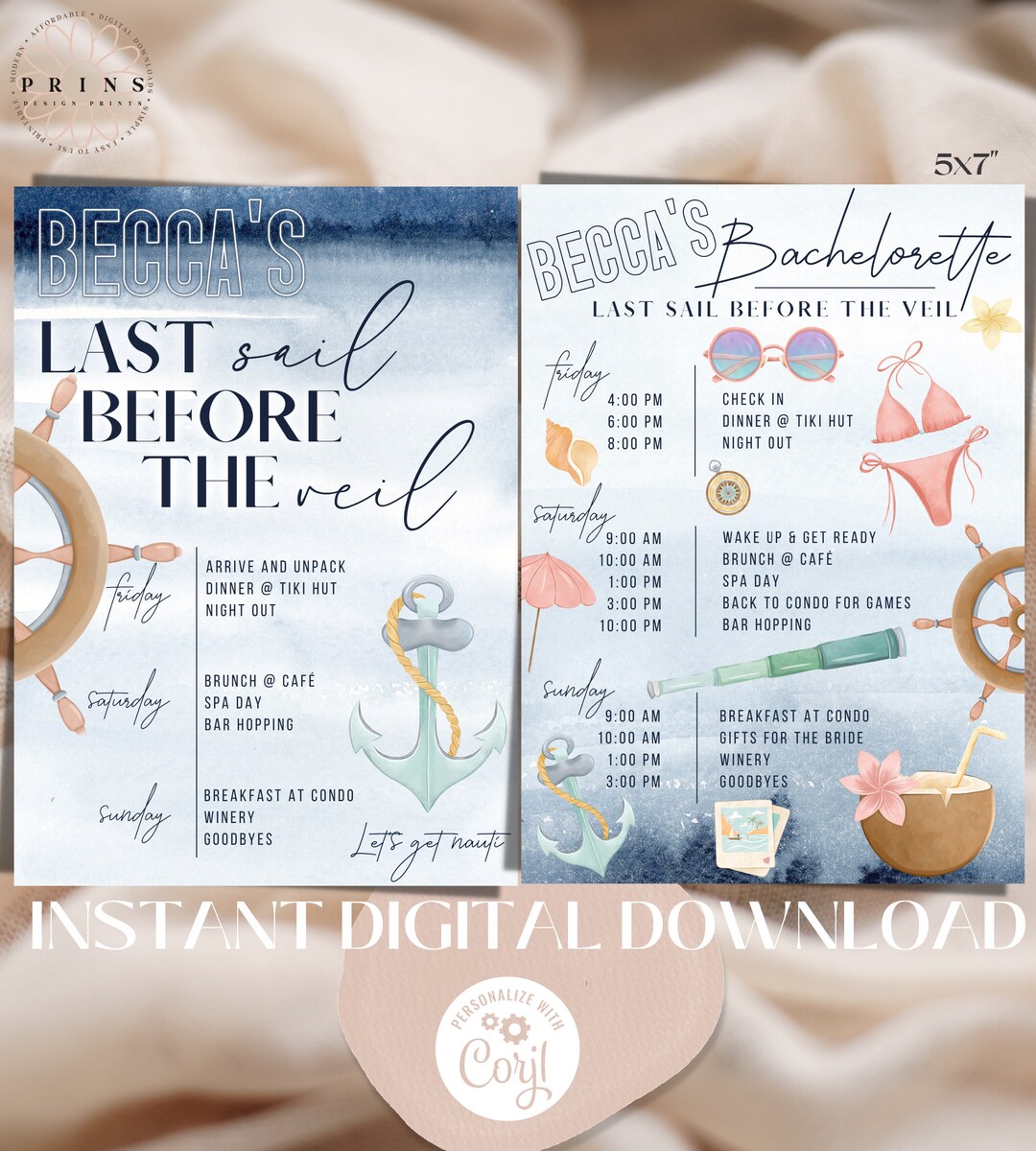 Nautical Bachelorette Party Invite Editable Instant Digital Download ...