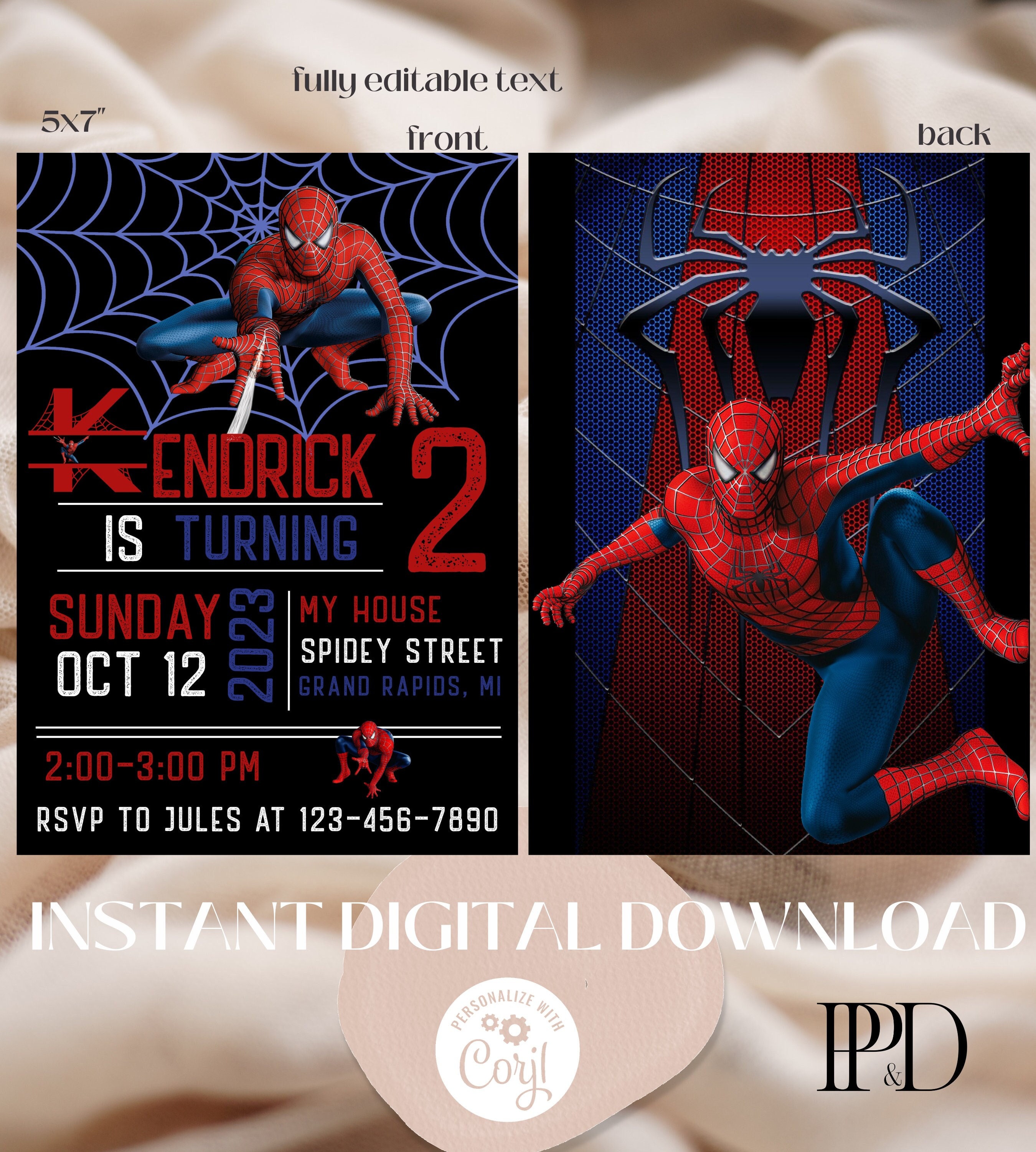 Spiderman Themed Editable Birthday Party Invitation Template Spiderman ...