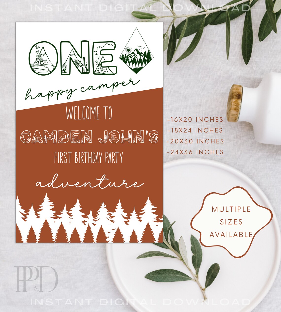 One Happy Camper Editable Poster Sign Template | 1st Birthday Party ...