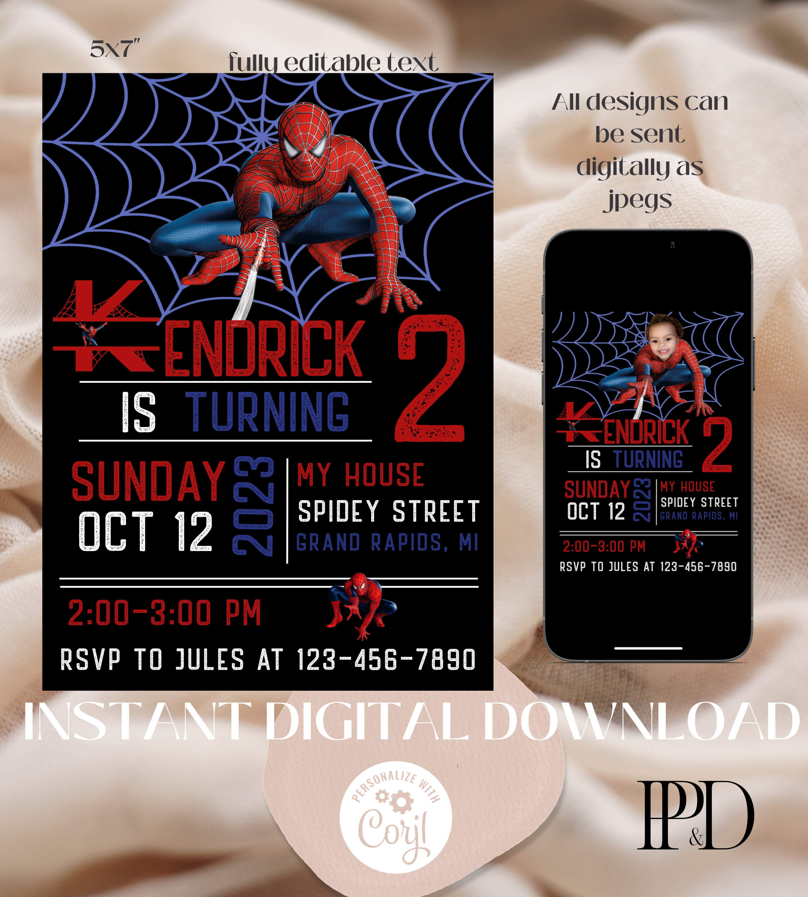 Spiderman Themed Editable Birthday Party Invitation Template Spiderman ...