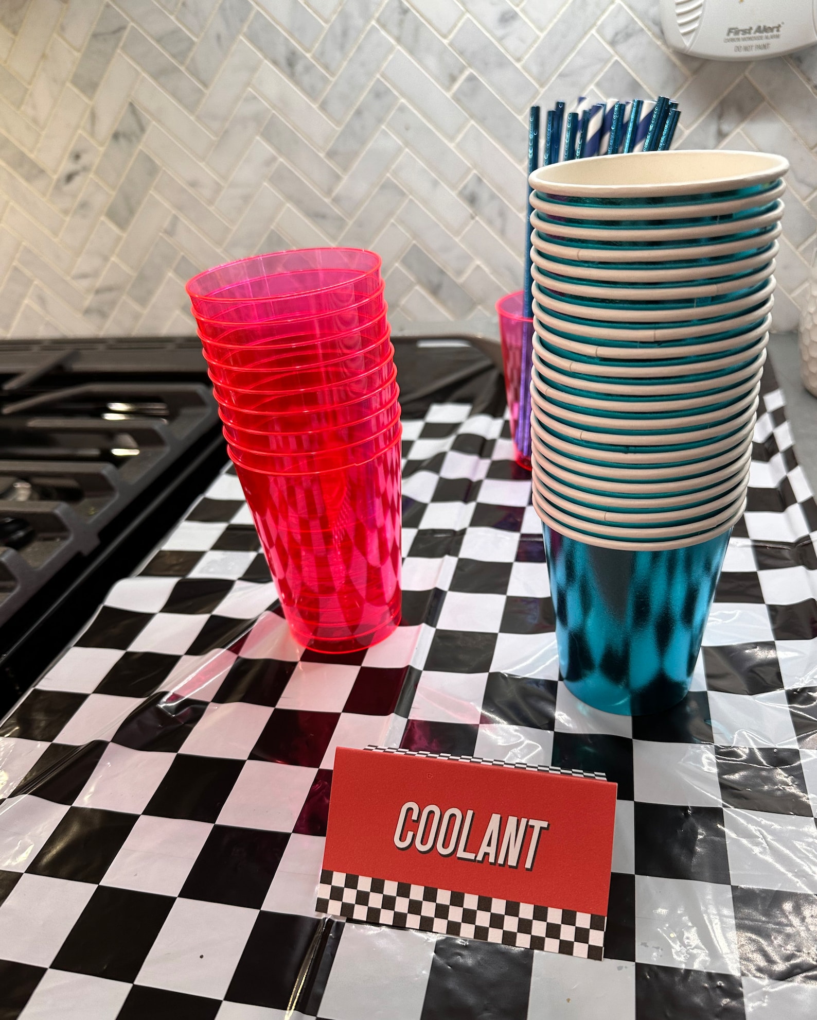 Car Themed Editable Food Labels Template Red Checkered Black White ...