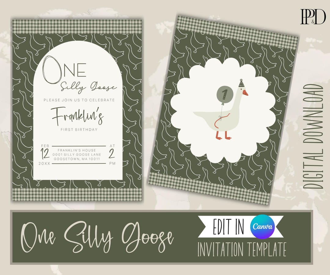 One Silly Goose Invitation Template | Instant Digital Download ...