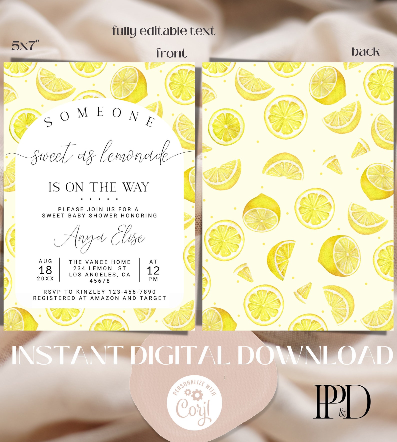 Mama's Main Squeeze Lemon Baby Shower Invitation | Instant Digital ...
