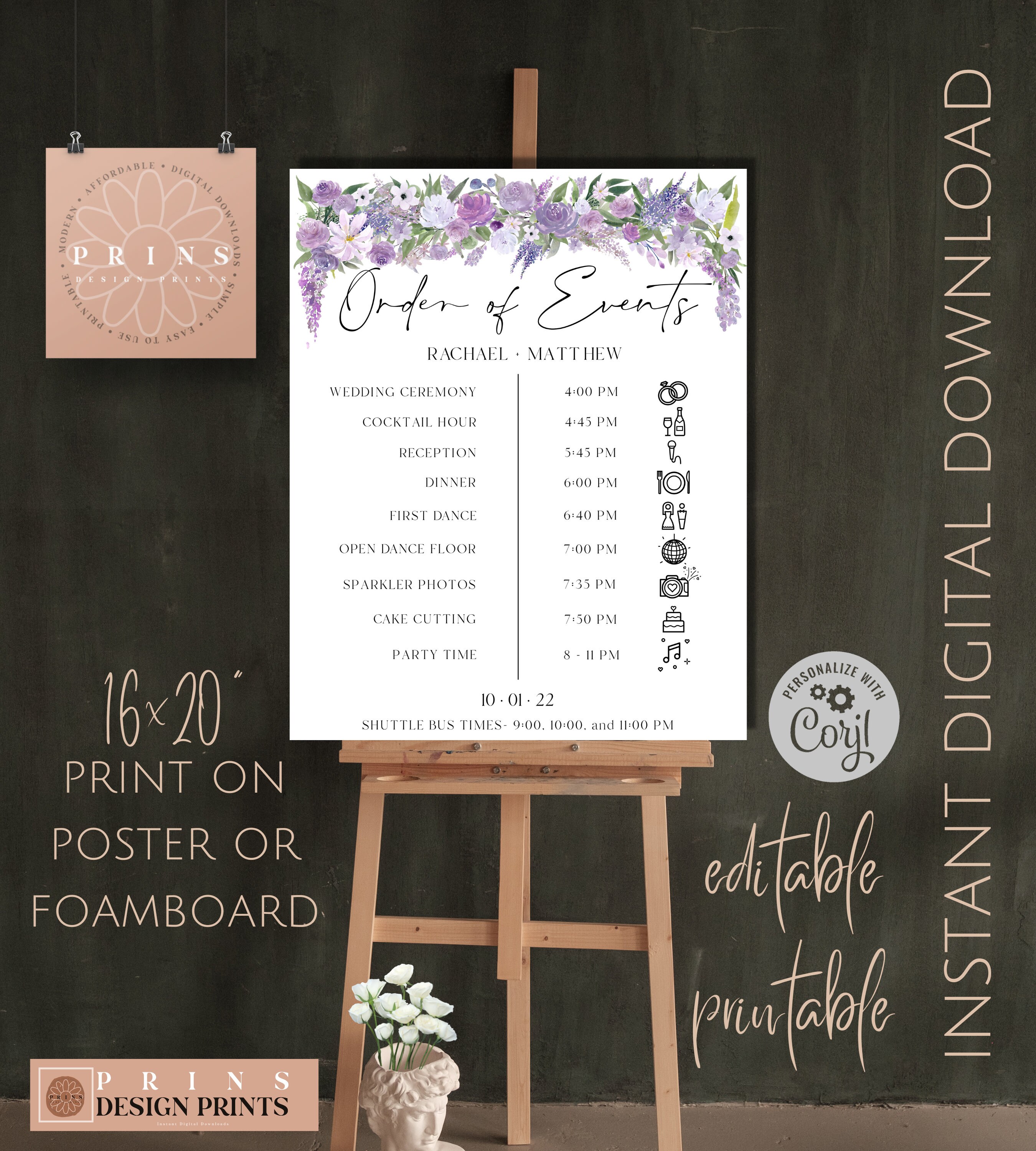 Wedding Seating Chart Sign Template Instant Digital Download Order of ...