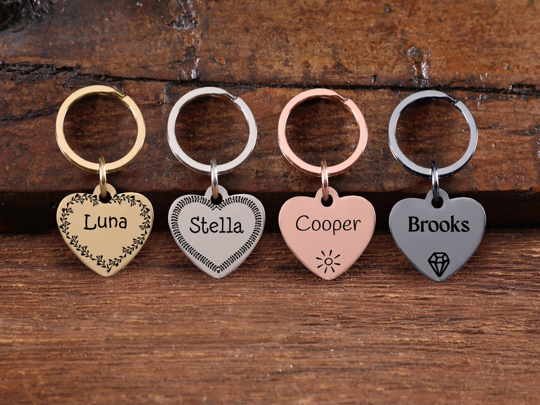 Personalized Heart Pet ID Name Tag Pet ID Tag Heart Name Tag for Pets ...