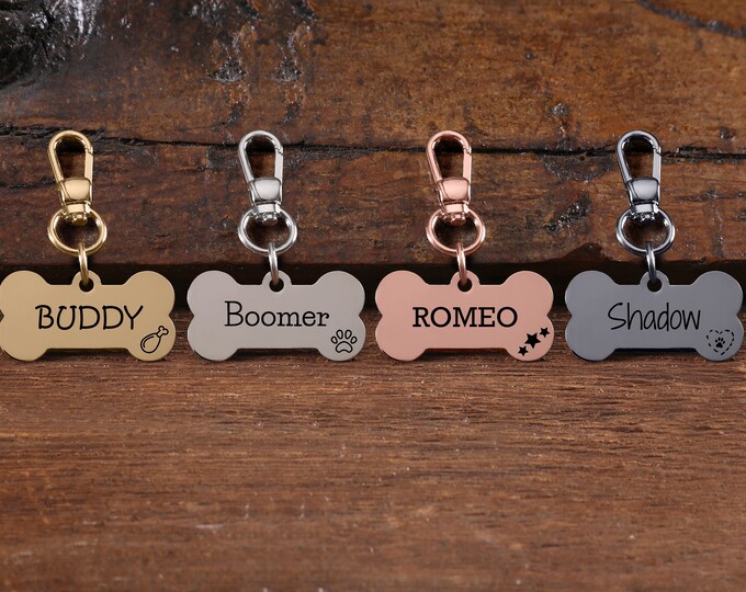 Personalized Bone Pet ID Name Tag With the Hook | Pet ID Tag | Bone Tag ...