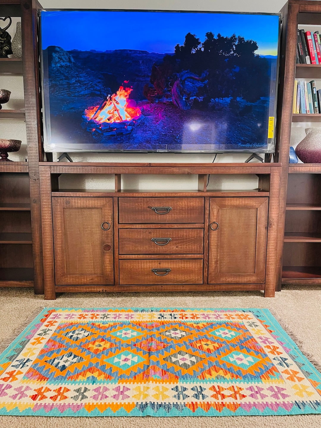 Handmade Maimanagi Wool Rug, Afghan Kilim, Rustic Weave (150cm X 100cm ...