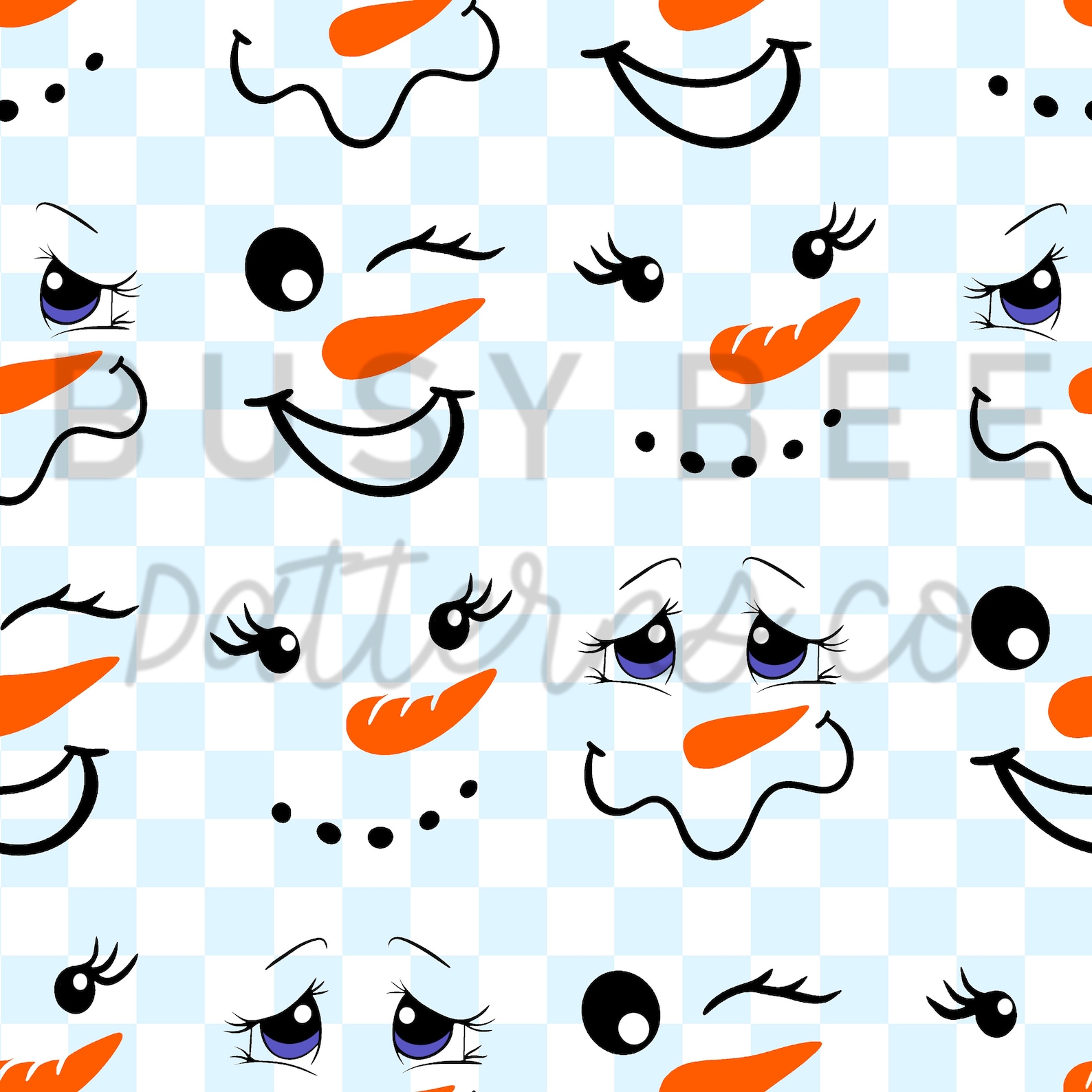 Snowman Face Seamless File , Digital File - Etsy