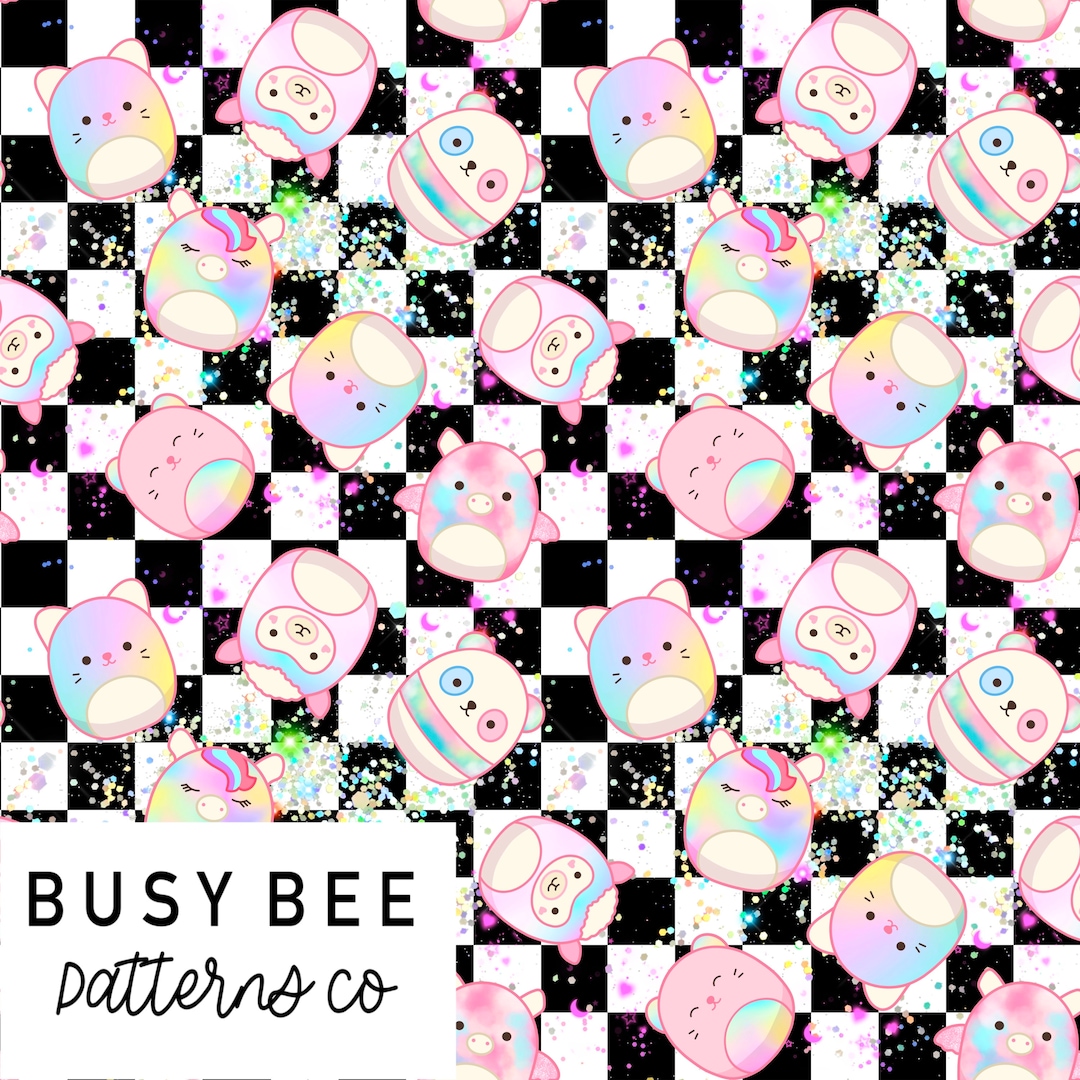 Squishmallows Seamless Pattern , Squishmallows Rainbow Checkered ...