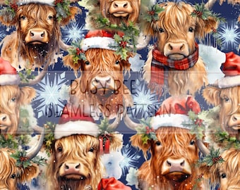 Highland Cow Seamless Pattern. Digital Download Only. Png File - Etsy