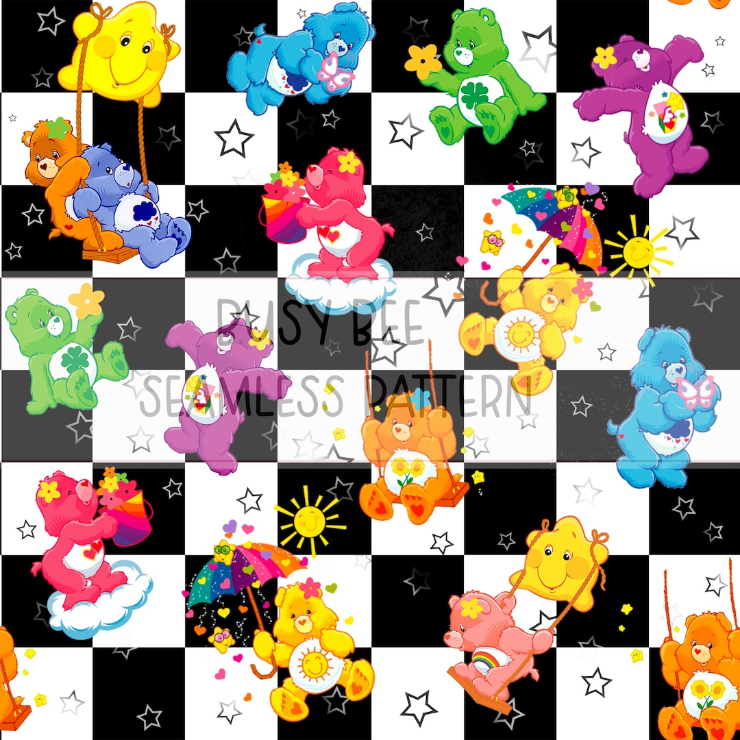 Cute Bears 90’s Kids TV Show Inspired Checkerboard Seamless Pattern - Etsy
