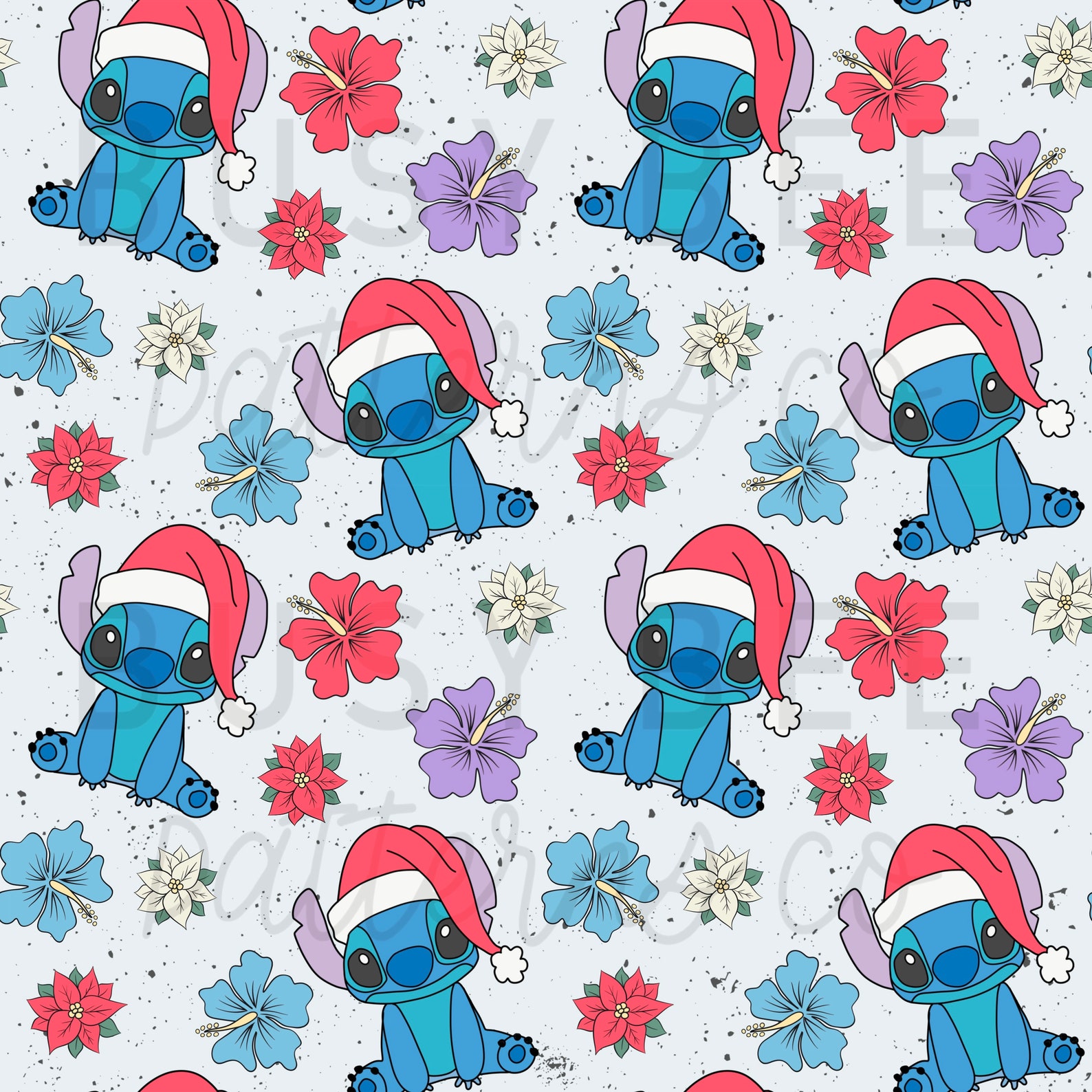 Stitch Christmas Seamless File, Stitch Hibiscus Flowers Seamless ...