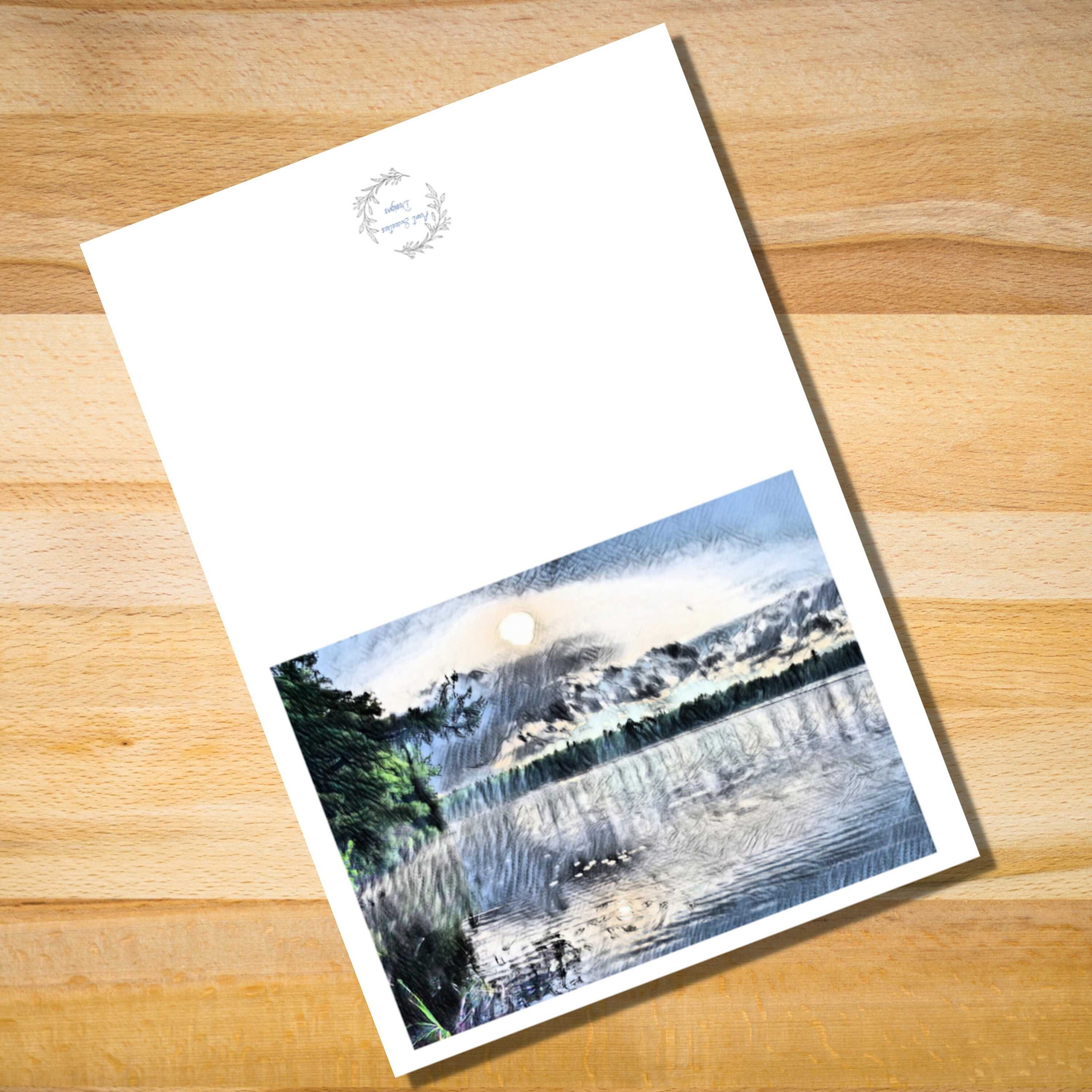 Printable Lake Scene Greeting Card - Watercolor - 5"x7" - Etsy