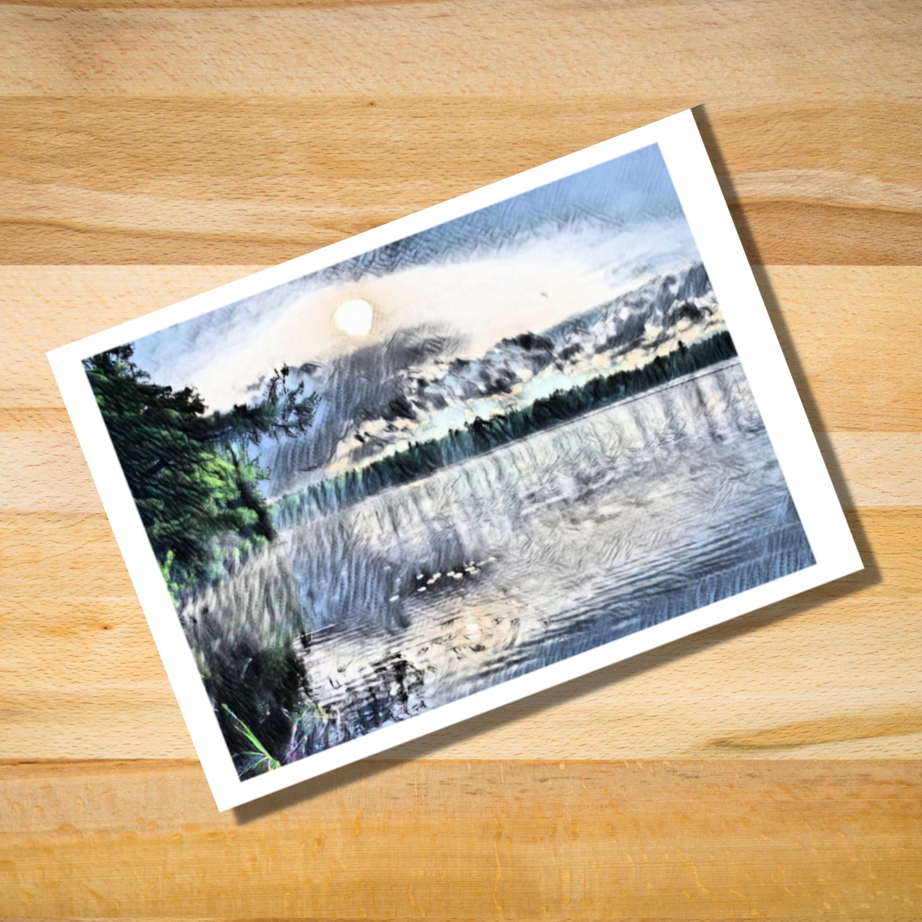 Printable Lake Scene Greeting Card - Watercolor - 5"x7" - Etsy