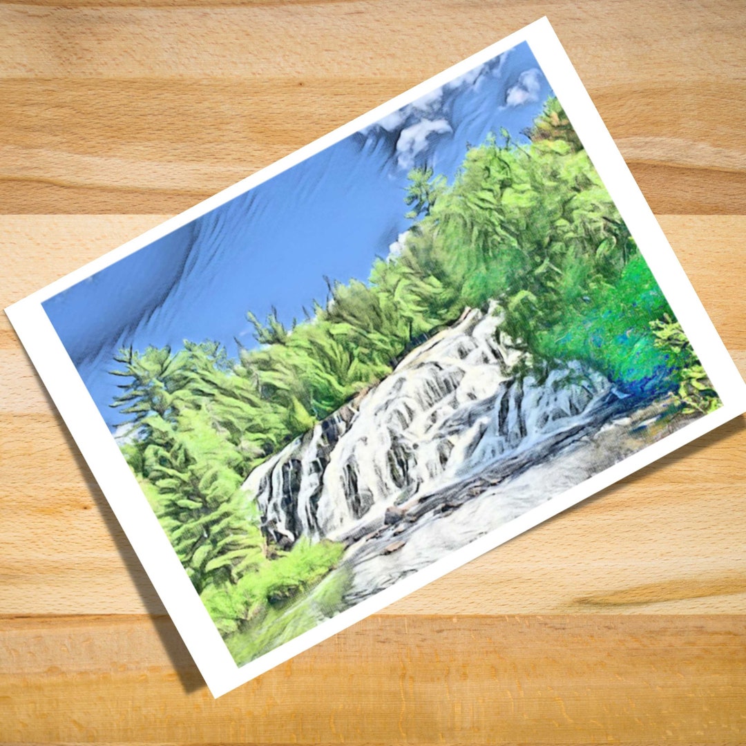 Printable Bond Falls Waterfall Blank Greeting Card - Watercolor - 5"x7 ...