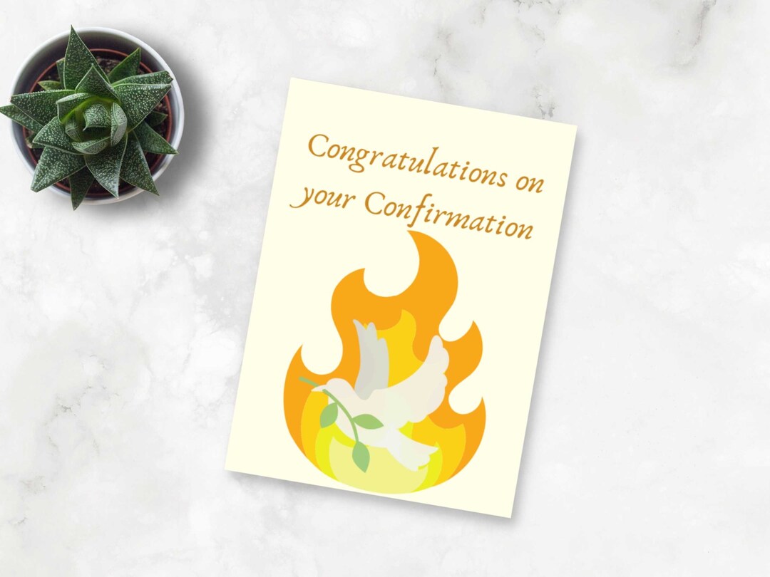 Confirmation Greeting Card – Holy Spirit Dove & Flame (printable) - Etsy