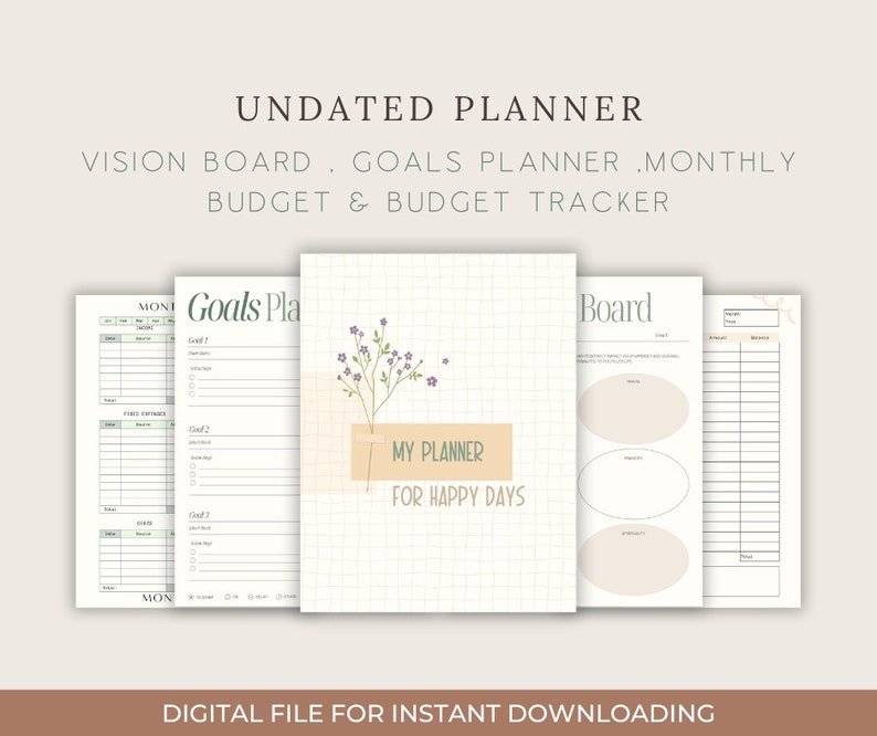Hyperlinked Digital Planner Interactive & Undated Goodnotes, Notability ...