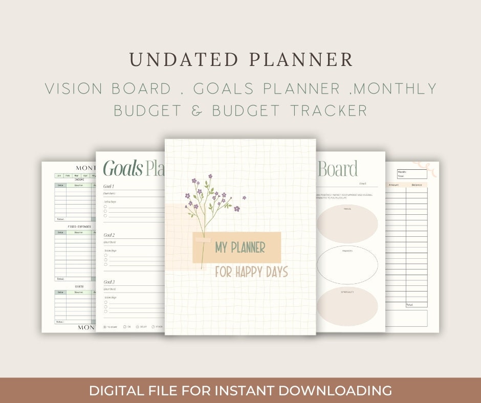Hyperlinked Digital Planner Interactive & Undated Goodnotes, Notability ...