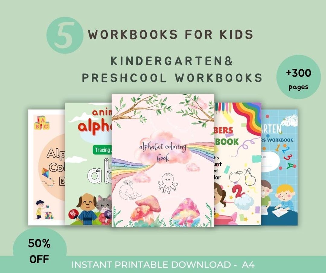 Preschool Pre-k Kindergarten Learning Bundle of Workbooks 300 Pages ...