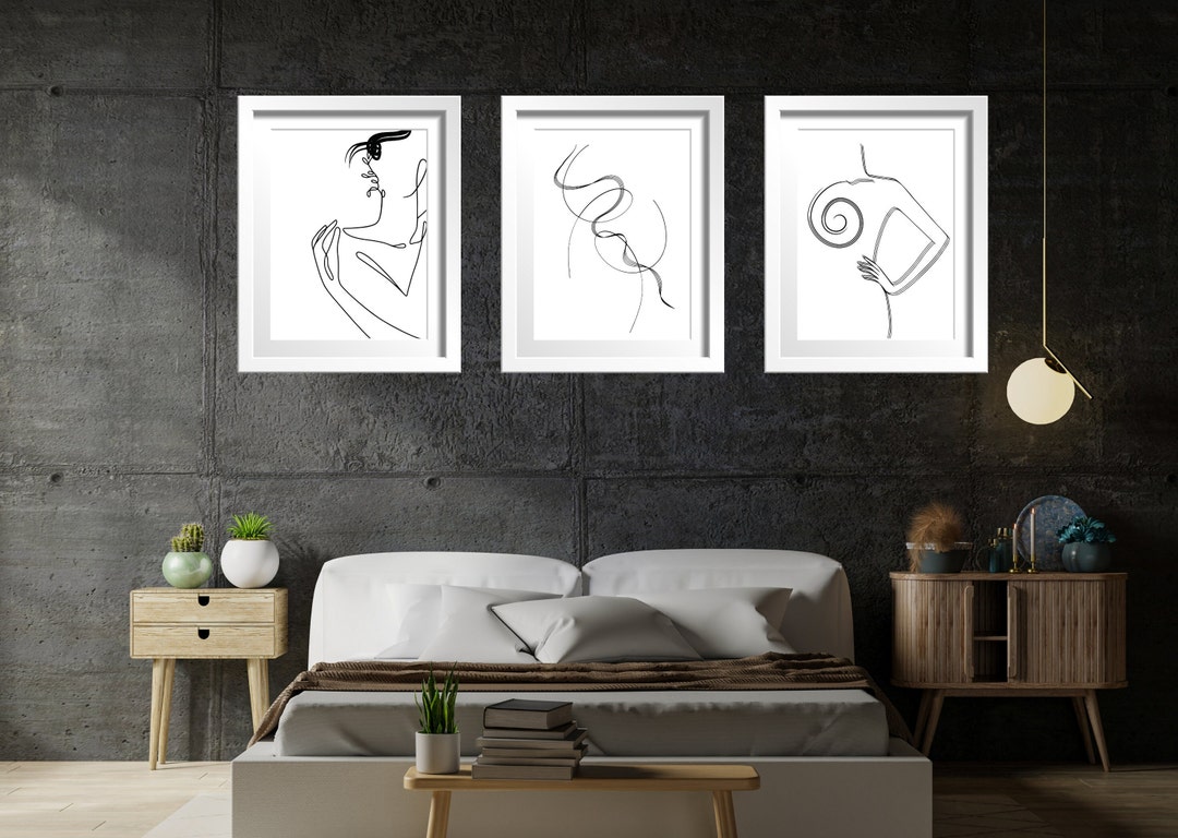 Modern Line Art Set of 3 Prints Abstract Line Wall Art - Etsy