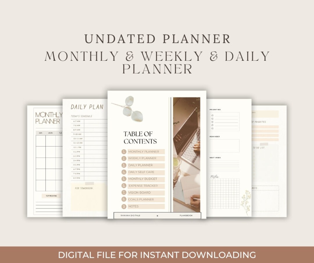 Hyperlinked Digital Planner Interactive & Undated Goodnotes, Notability ...