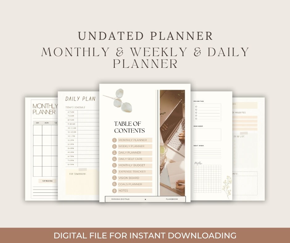 Hyperlinked Digital Planner Interactive & Undated Goodnotes, Notability ...