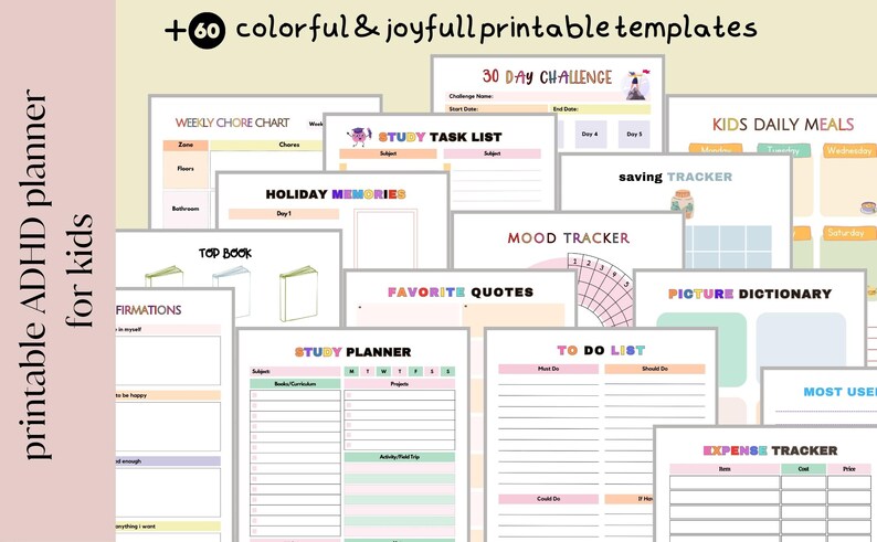 Ultimate ADHD Planner for Kids Printable Checklist for ADHD ...