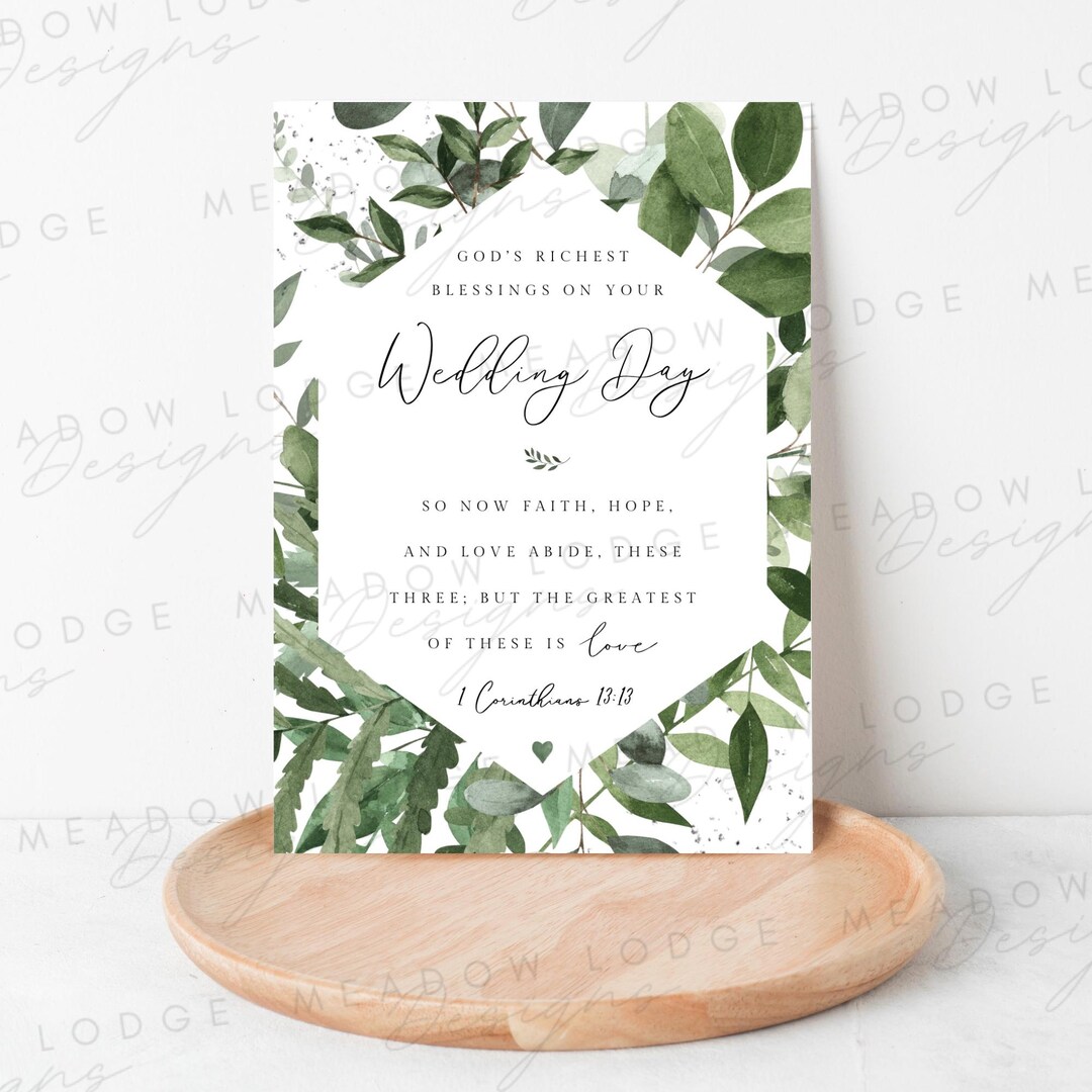 PRINTABLE Christian Wedding Card, Instant Download on Your Wedding Day ...