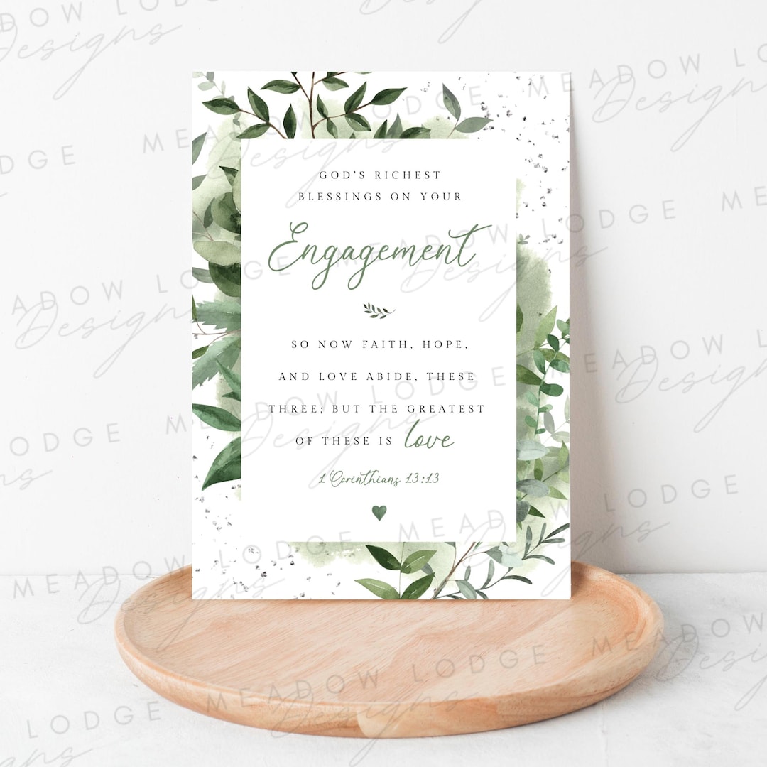 PRINTABLE Christian Engagement Card, Instant Download on Your ...