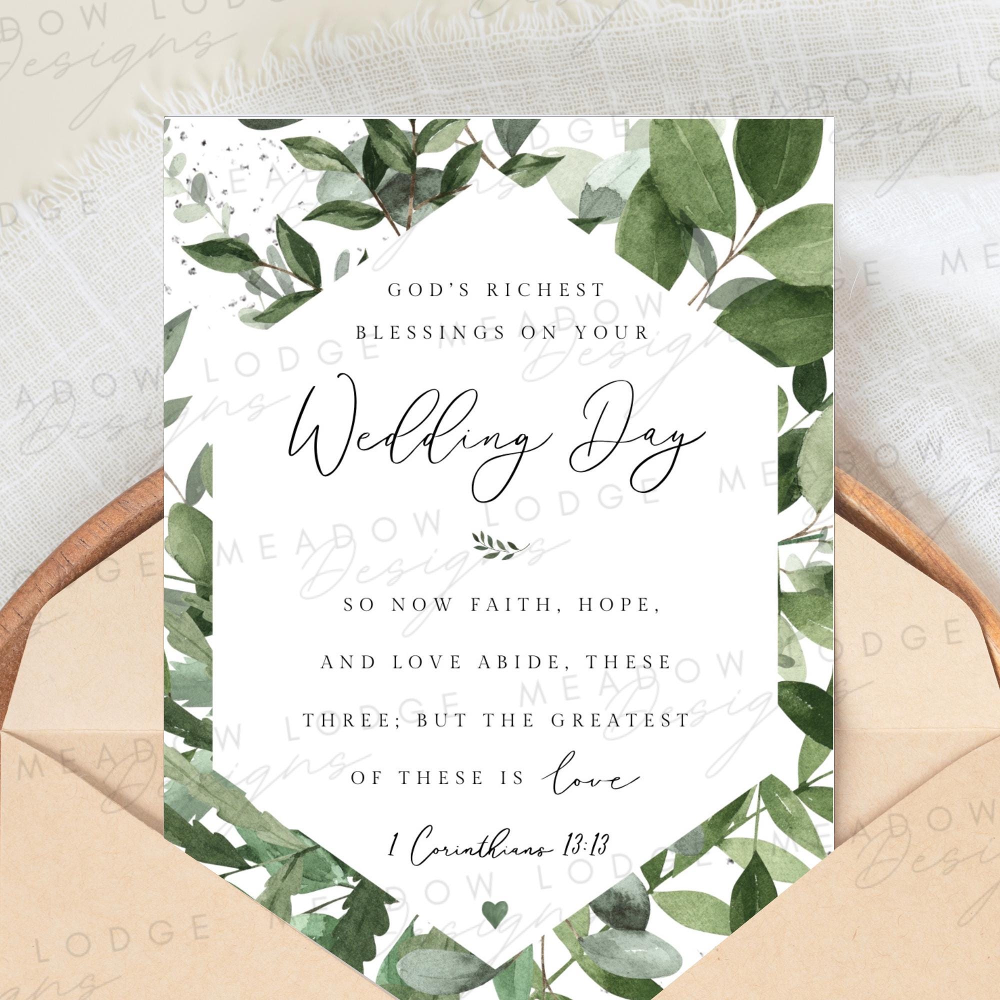 PRINTABLE Christian Wedding Card, Instant Download on Your Wedding Day ...