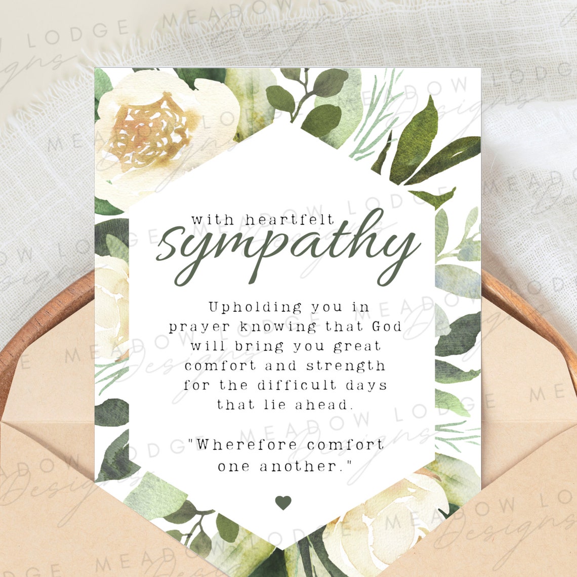 PRINTABLE Christian Sympathy Card, Instant Download, With Heartfelt ...
