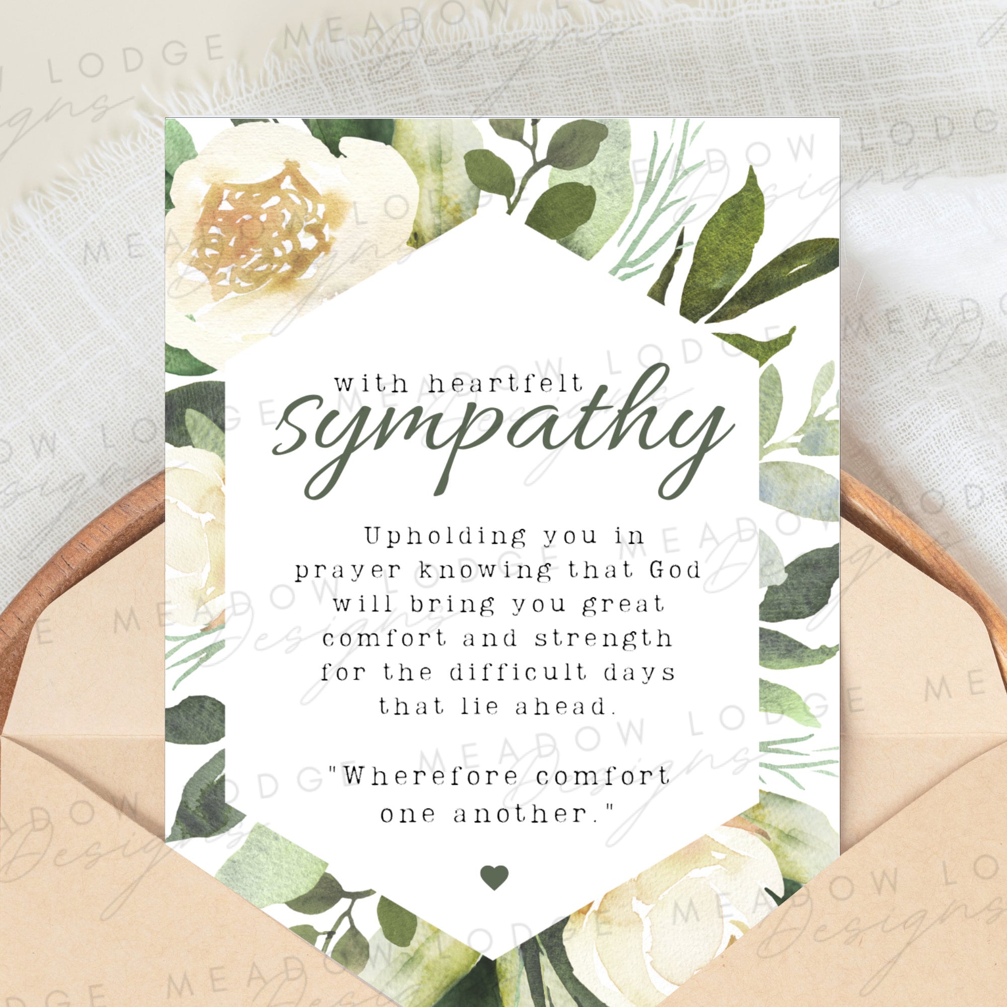PRINTABLE Christian Sympathy Card, Instant Download, With Heartfelt ...