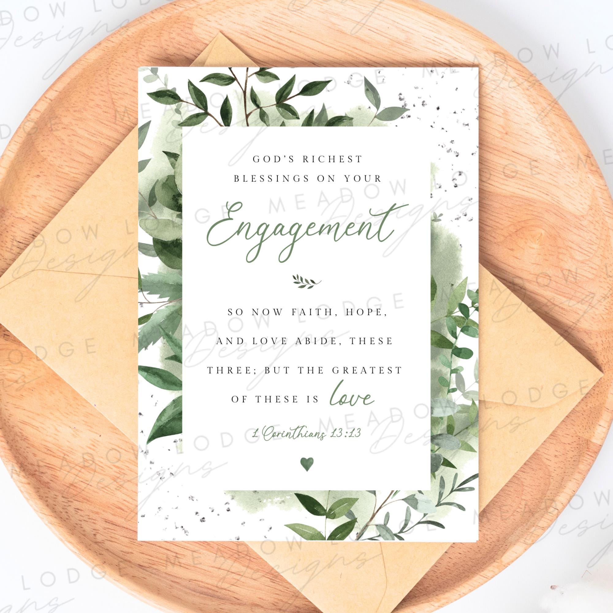 PRINTABLE Christian Engagement Card, Instant Download on Your ...