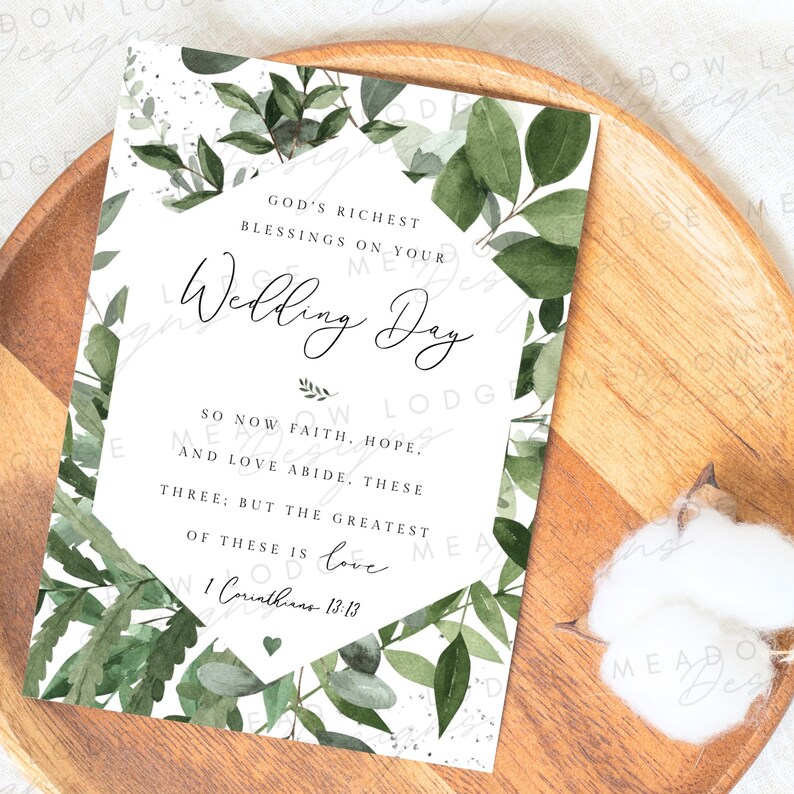 PRINTABLE Christian Wedding Card, Instant Download on Your Wedding Day ...