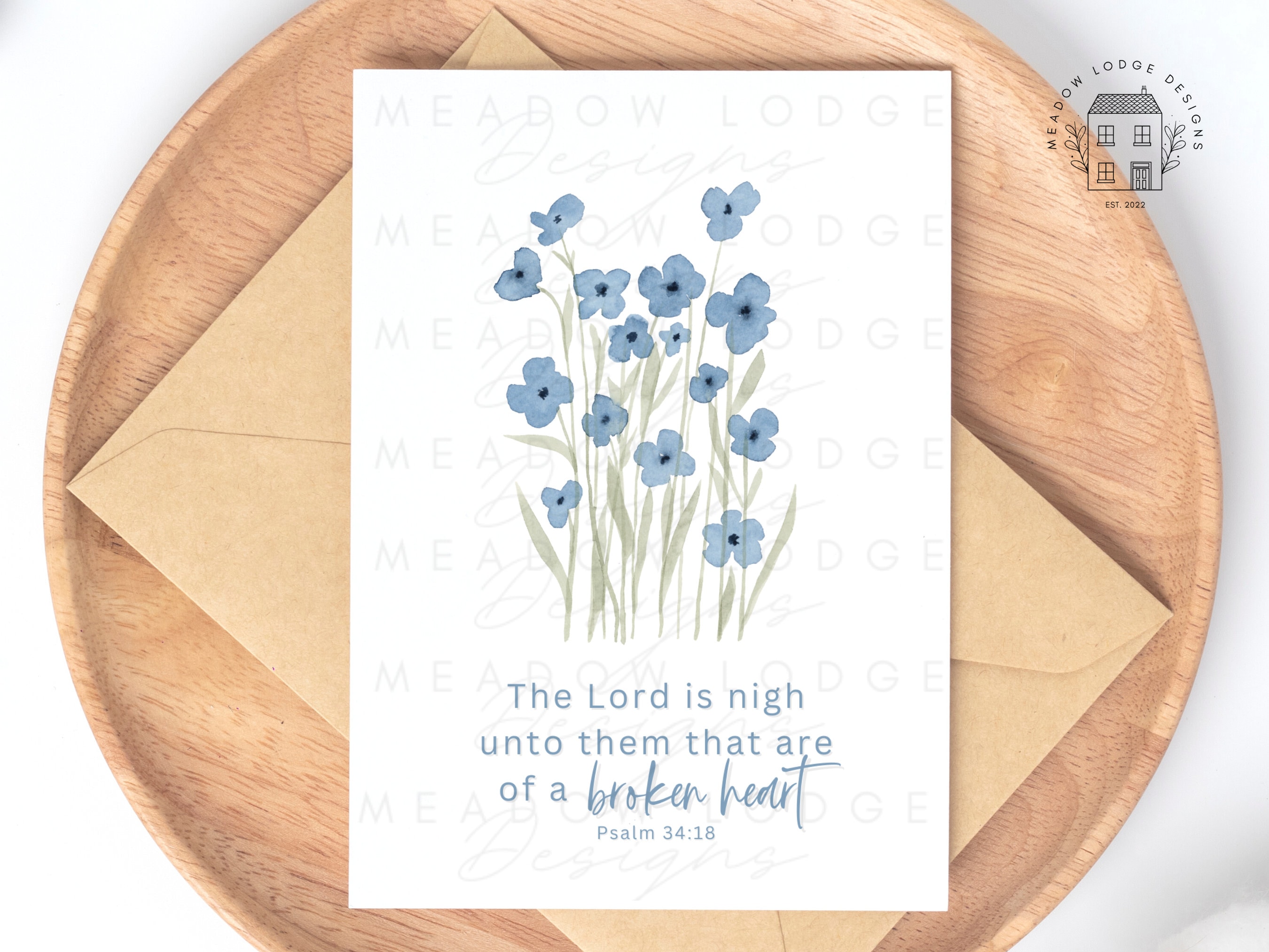 PRINTABLE Christian Sympathy Card Instant Download Psalm - Etsy