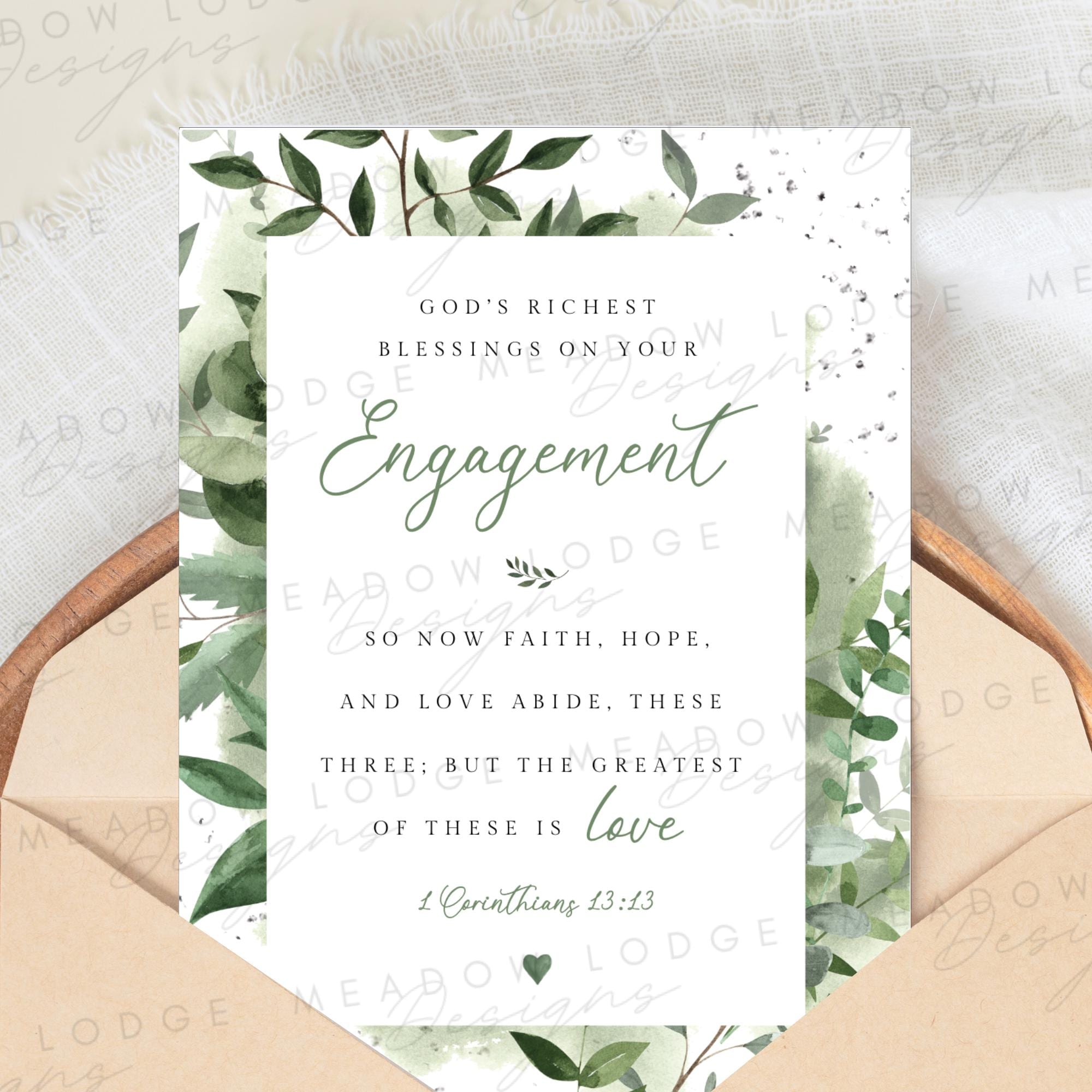 PRINTABLE Christian Engagement Card, Instant Download on Your ...