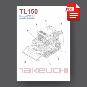 Takeuchi T150 Skid Steer Track Loader Parts Book Manual PDF - Etsy