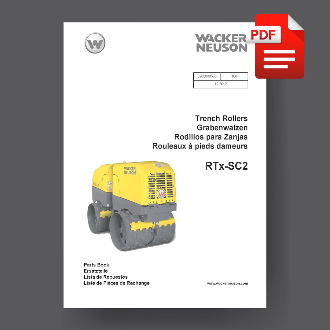Wacker Neuson Rtx-sc2 Trench Compactor Roller Parts Manual Book PDF - Etsy
