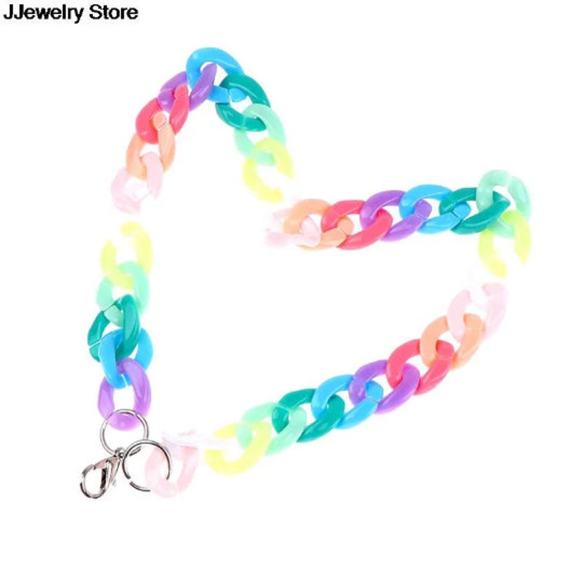 Pastel Rainbow Oversized Chunky Acrylic Chain Necklace - Etsy